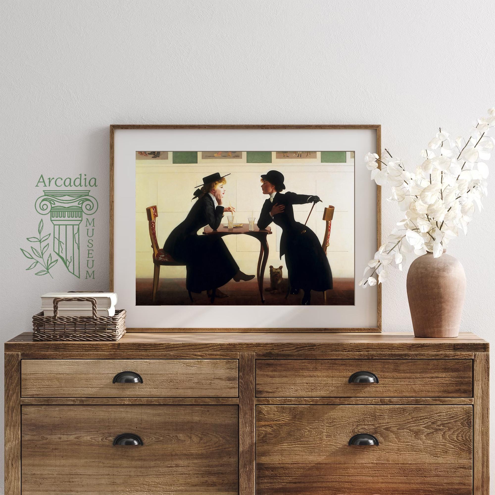 Lesbian Art Deco Poster, Sapphic Wall Art, Vintage Painting, Subtle Wlw ...