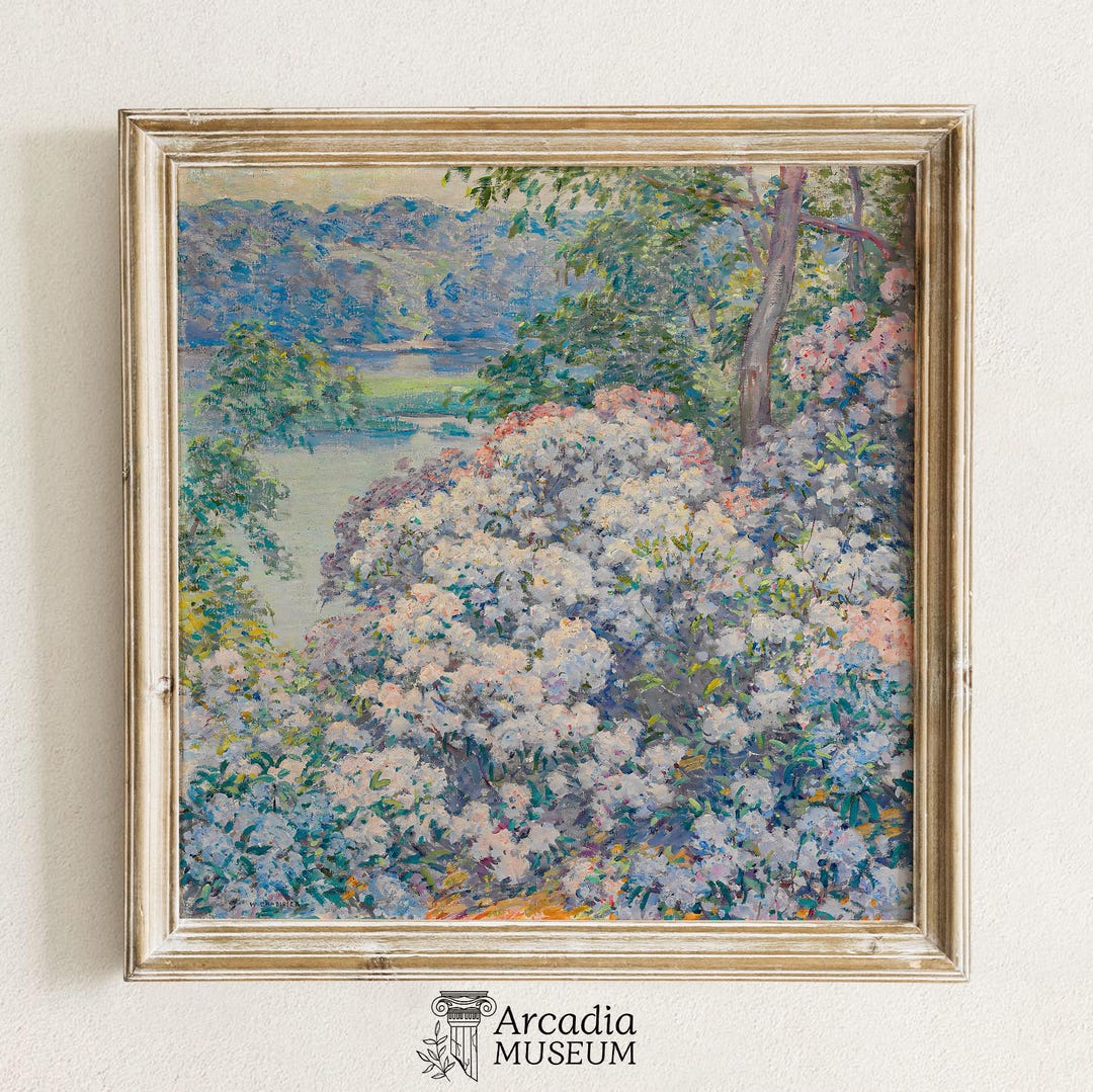Early Spring Flowers, William Chadwick, Blooming Garden Print, Pastel ...