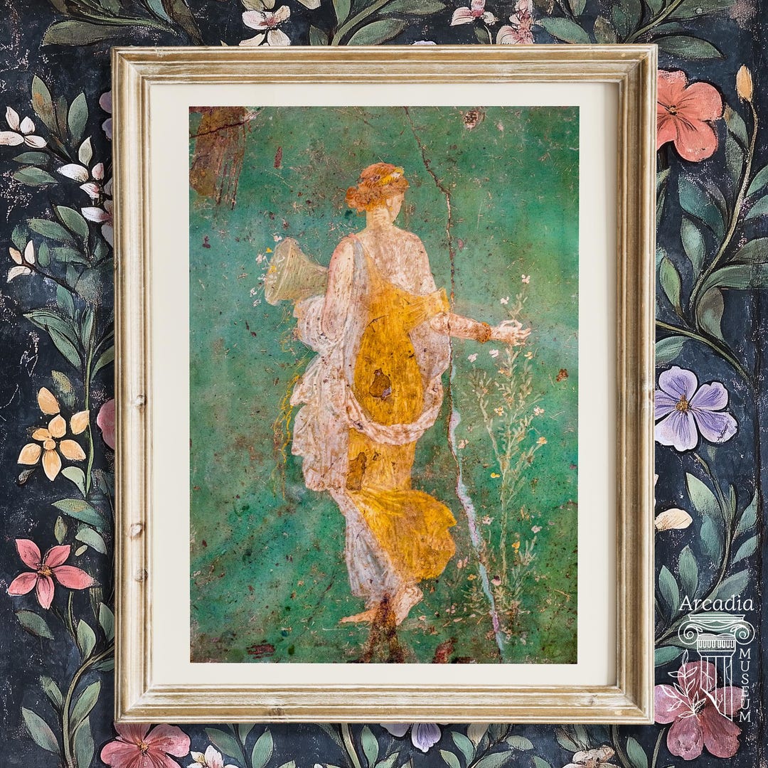Goddess Flora Fresco, Pompeian Wall Painting, Persephone Art Print ...