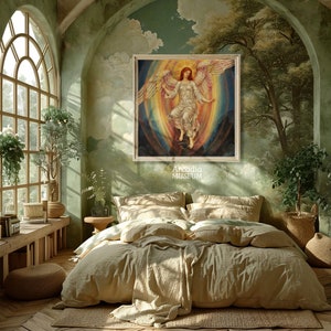 Angel Large Poster, Christian Art Print, Angel Blessing in a Rainbow ...