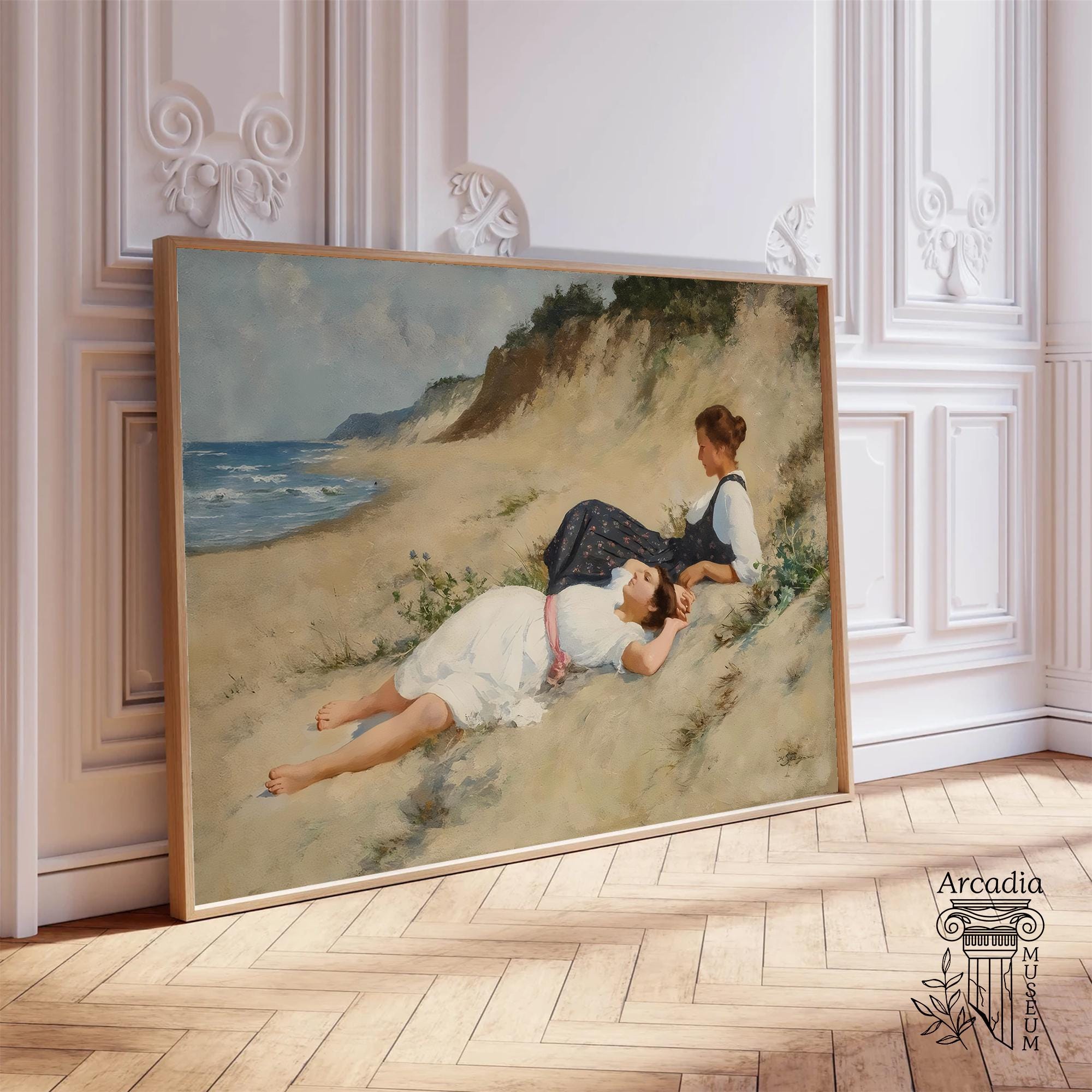 Lesbian Couple on the Beach Print, Sapphic Vintage Painting, Queer ...