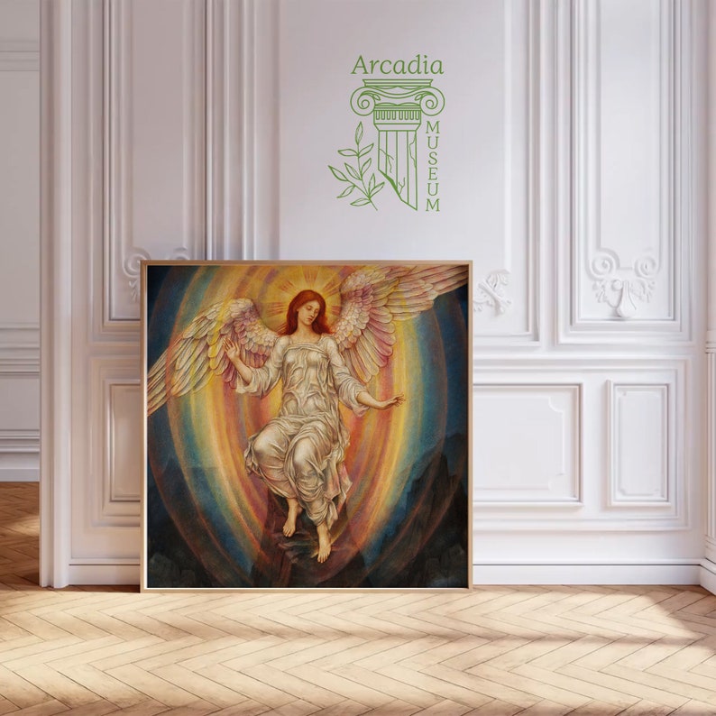 Angel Large Poster, Christian Art Print, Angel Blessing in a Rainbow ...