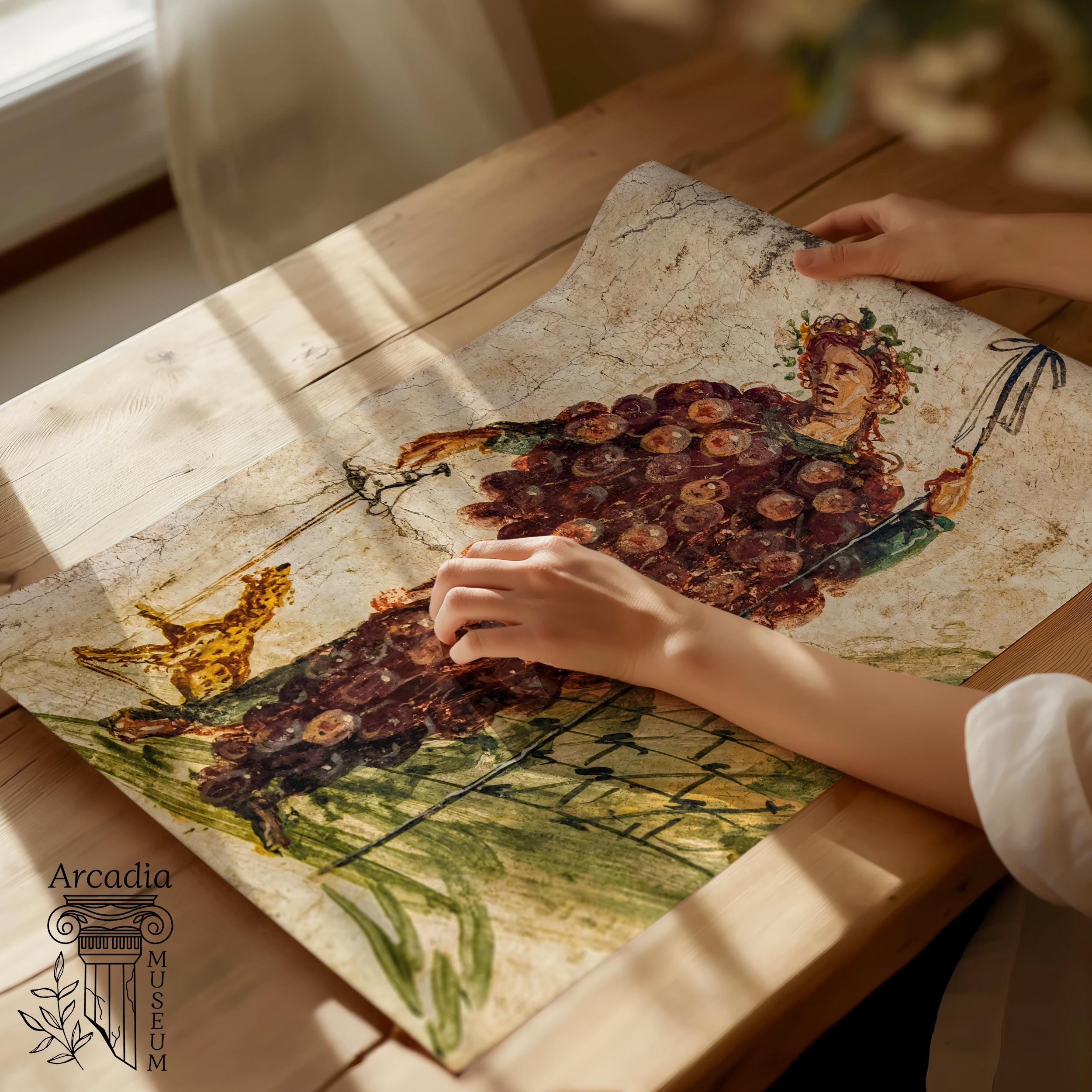 Bacchus God of Wine Print, Pompeii Fresco Poster, Dionysus as A Grape ...