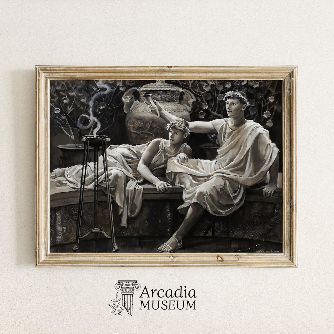 Ancient Greek Gay Lovers Print Gay Men Poster Queer Men Art Print Vintage Gay Couple Artwork