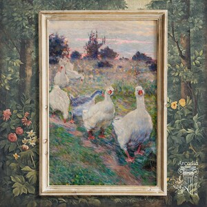 Geese Cottagecore Wall Art, Farmhouse Goose Art Print, Cottage Garden ...