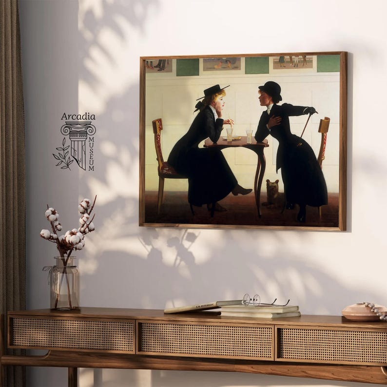 Lesbian Art Deco Poster, Sapphic Wall Art, Vintage Painting, Subtle Wlw ...