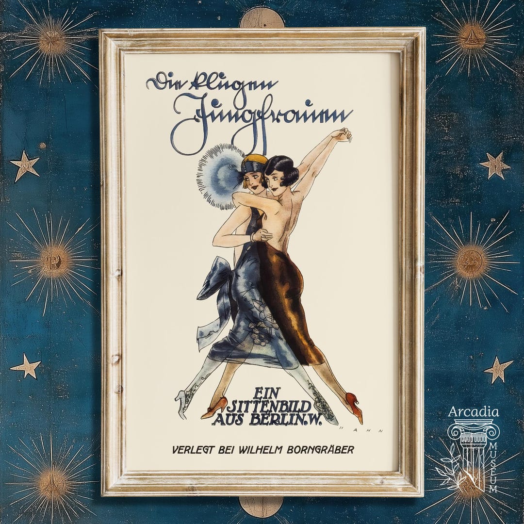 Lesbian Flappers Dancing Tango Print, Cabaret Vintage Poster, Weimar ...