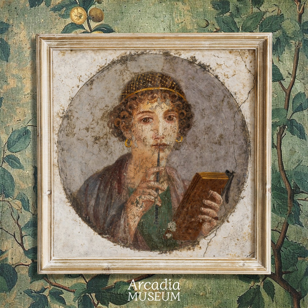 Sappho Portrait Print, Pompeii Fresco, Lesbian Wall Art, Sapphic Poster ...