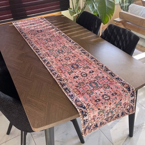 Rug Style Table Runner, Pink Table Runner, Table Runner for Dining Room ...