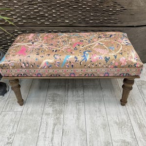 Animal Print Ottoman Bench 18x36", Kilim Rug Upholstered Footstool ...