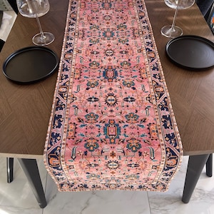 Rug Style Table Runner, Pink Table Runner, Table Runner for Dining Room ...