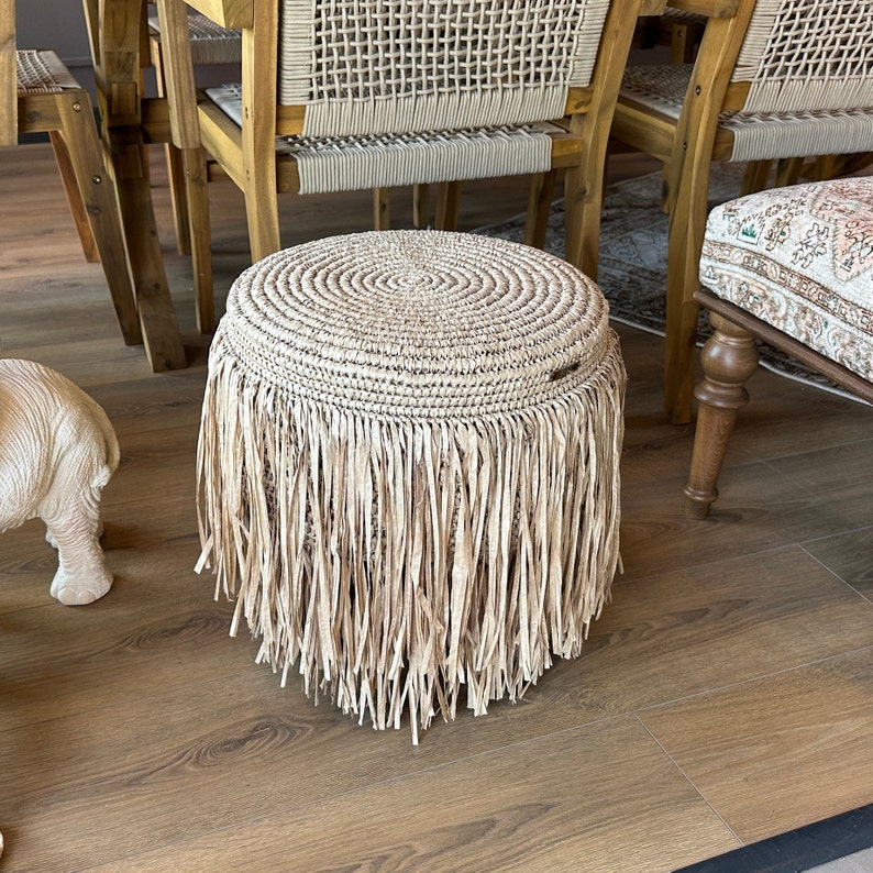 Bohemian Raffia Pouf Hawaiian Sea Grass Pouf Handmade - Etsy