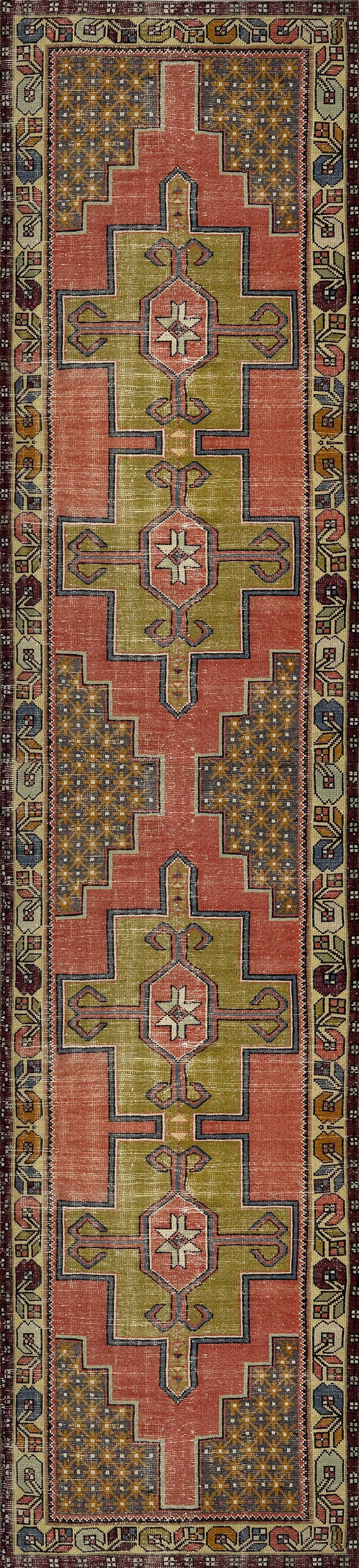 Bohemian Runner Rug, 2x9 Pink Green Runner Rug, Vintage Hallway Runners ...