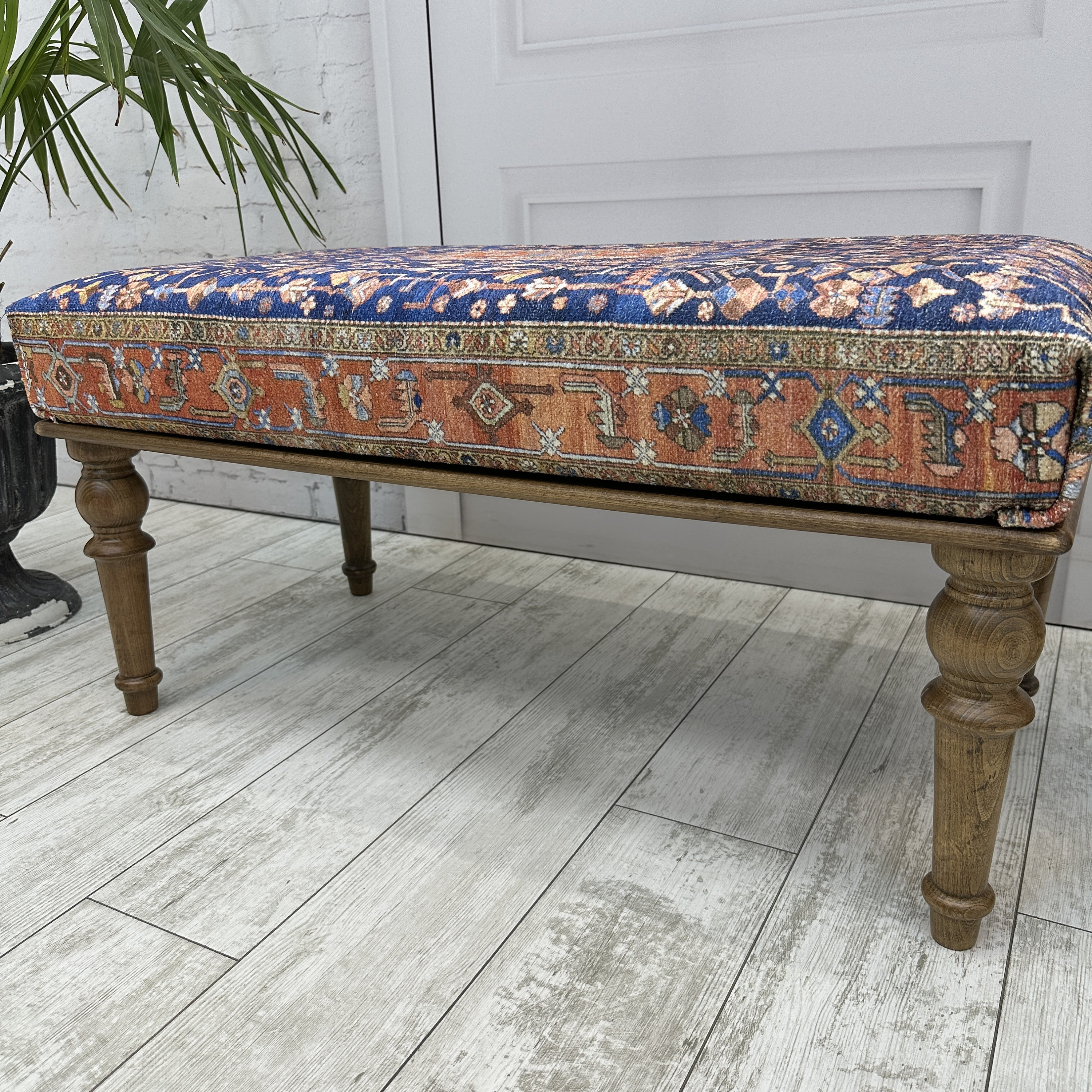 Moroccan Rug Ottoman, Persian Rug Upholstered Bench, Piano Stool, Entry ...
