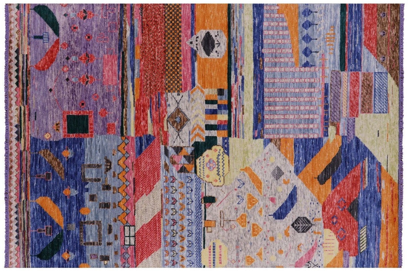 Blue Animal Print Moroccan Rug, Colorful Stlye Area Rug, Animal Pattern ...