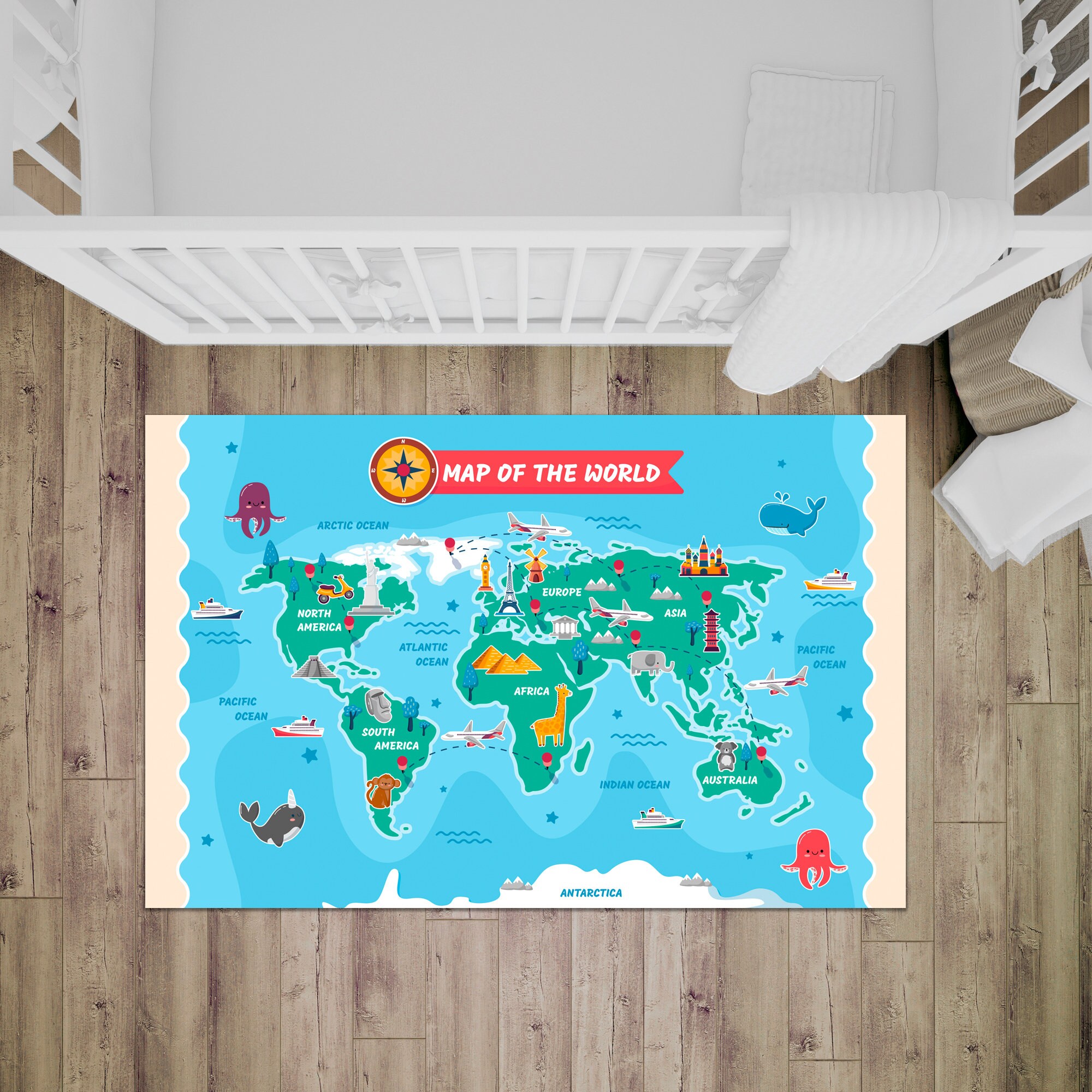 Personalized World Map Kids Carpet,education Kids Rug,world Map Kids ...