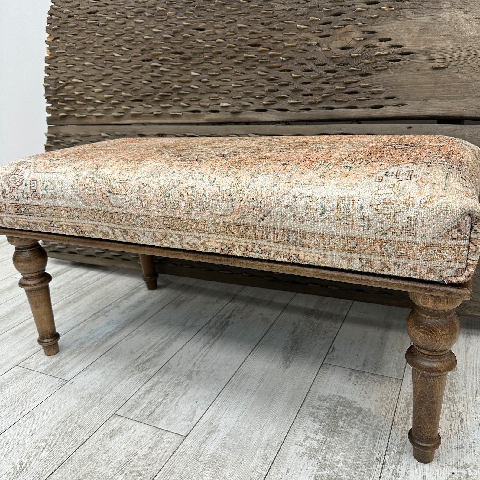 Beige Wood Bench, Piano Bench, Bohemian Bench, Boho Ottoman, Boho ...