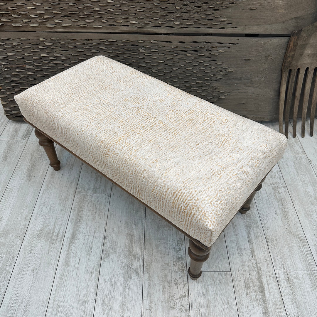 Beige Wood Bench, Piano Bench, Bohemian Bench, Boho Ottoman, Boho ...