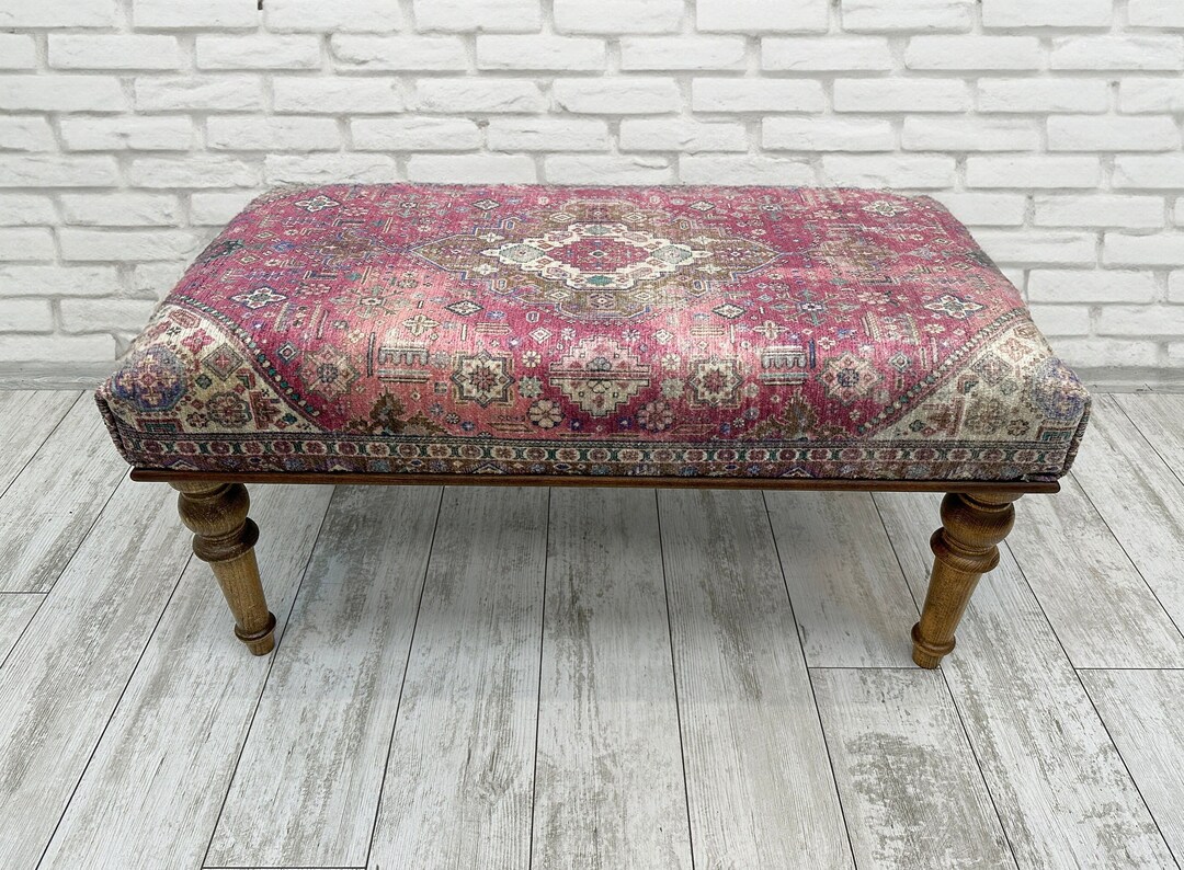 Persian Rug Bench 18x48, Boho Bedroom Ottoman, Farmhouse Decor ...