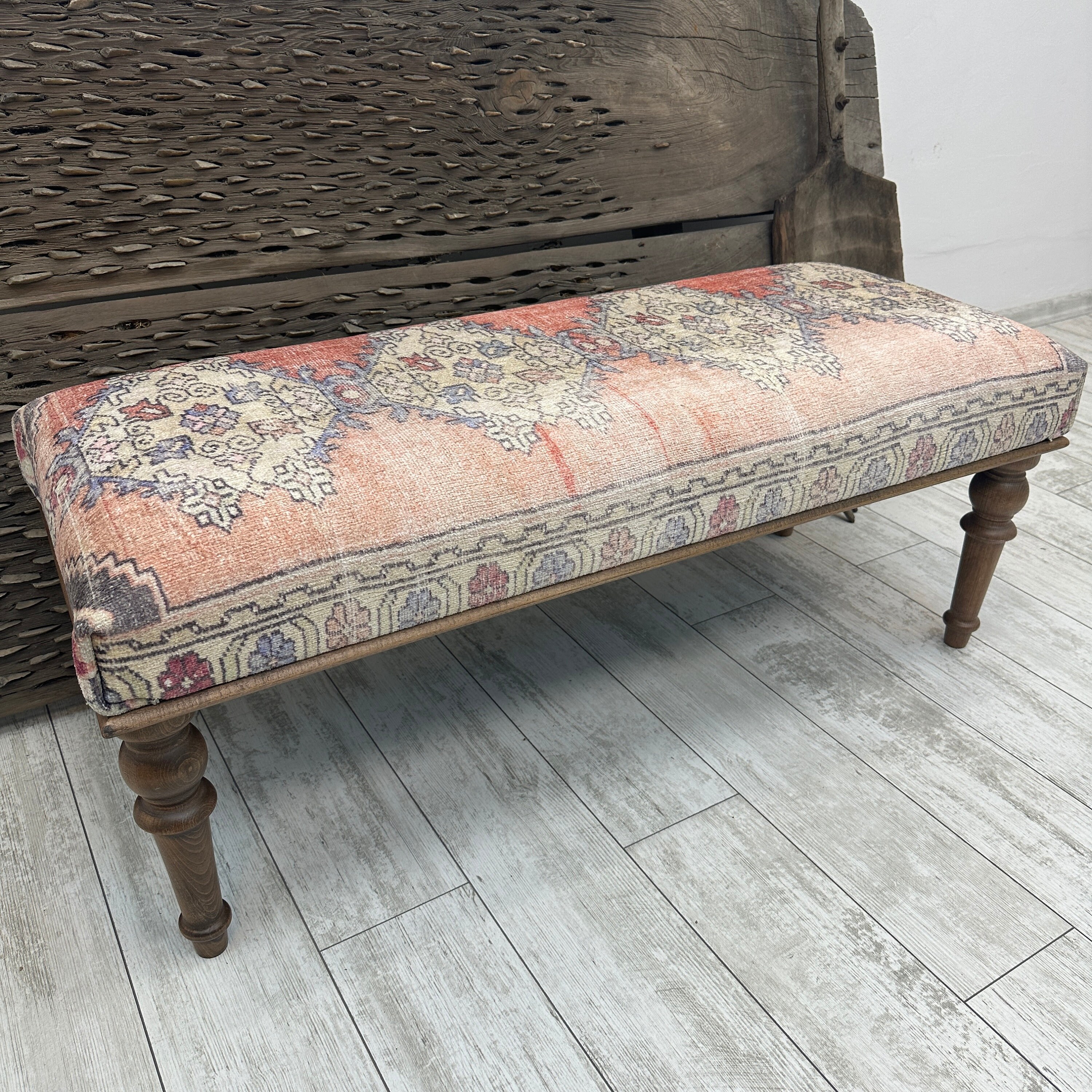Turkish Rug Long Bedroom Ottoman Bench 18x18x43", Turkish Rug Bench ...