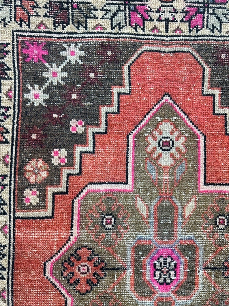 Bohemian Runner Rug, 2x9 Pink Green Runner Rug, Vintage Hallway Runners ...