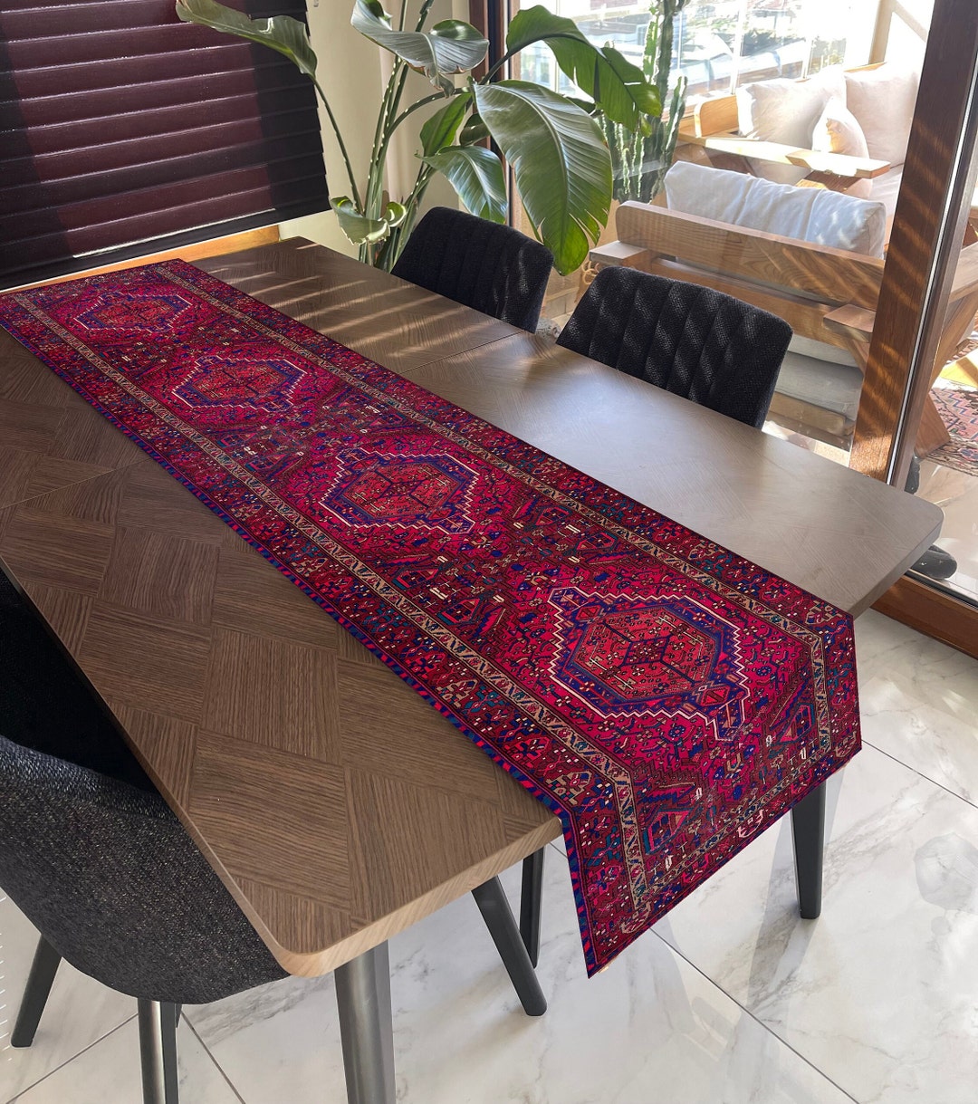 Rug Style Table Runner, Ethnic Table Runner, Table Runner for Kitchen ...