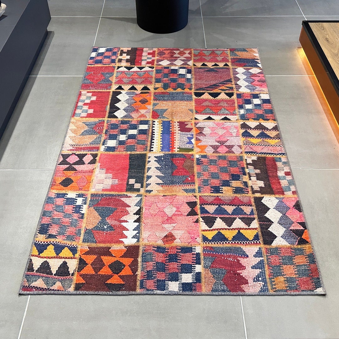 Patchwork Area Rug 3x5ft, Turkish Area Rug, Decorative Bohemian Carpet ...