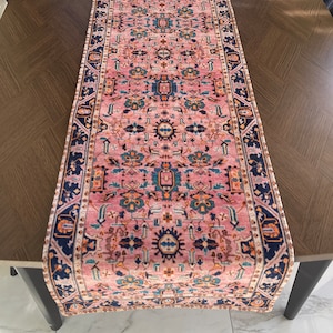 Rug Style Table Runner, Pink Table Runner, Table Runner for Dining Room ...