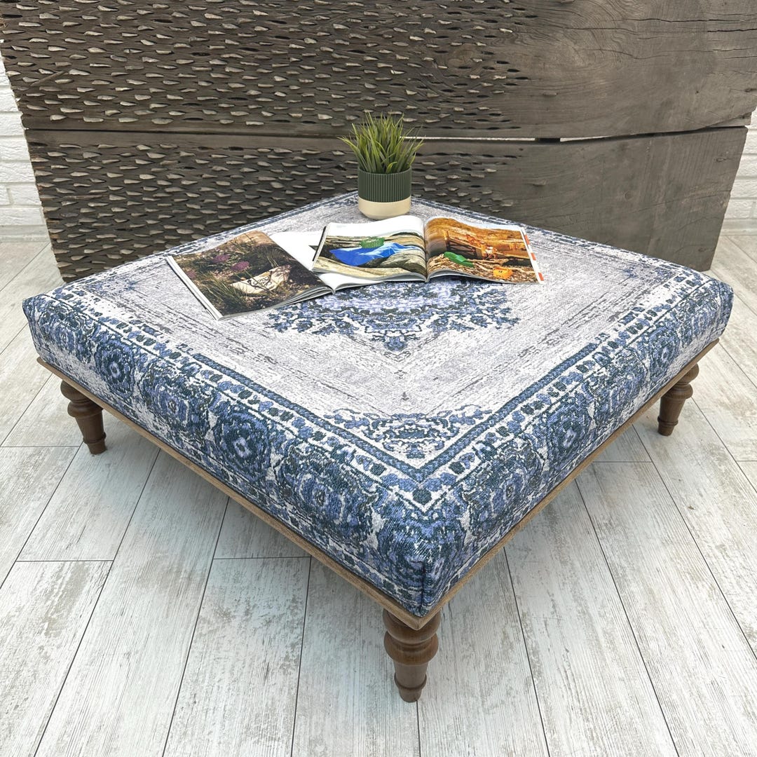 Boho Ottoman Coffee Table Bench 32x32", Square Side Middle Table ...