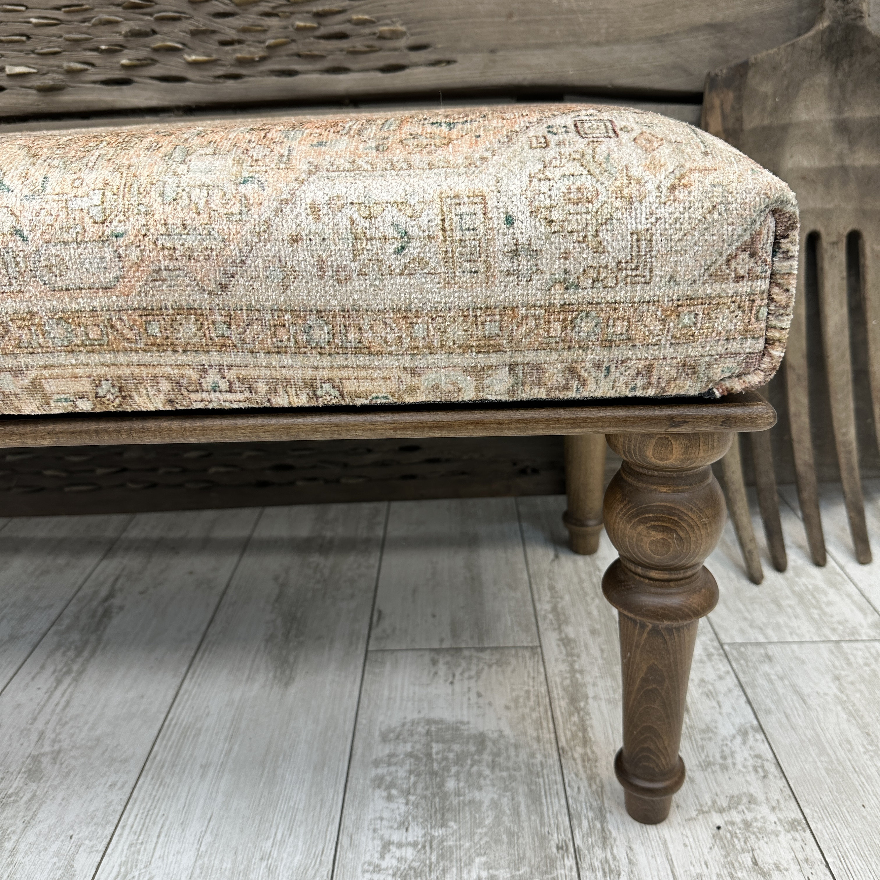 Beige Wood Bench, Piano Bench, Bohemian Bench, Boho Ottoman, Boho ...