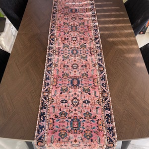 Rug Style Table Runner, Pink Table Runner, Table Runner for Dining Room ...