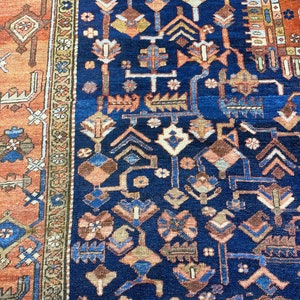 Blue Persian Area Rug 5x8, Boho Decorative Turkish Rug 6x9, Orange ...