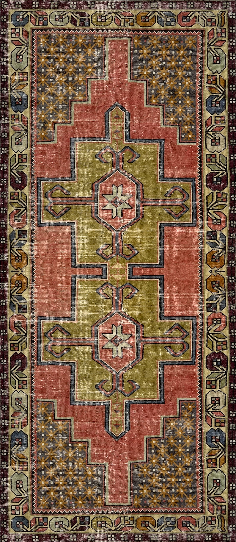 Bohemian Runner Rug, 2x9 Pink Green Runner Rug, Vintage Hallway Runners ...