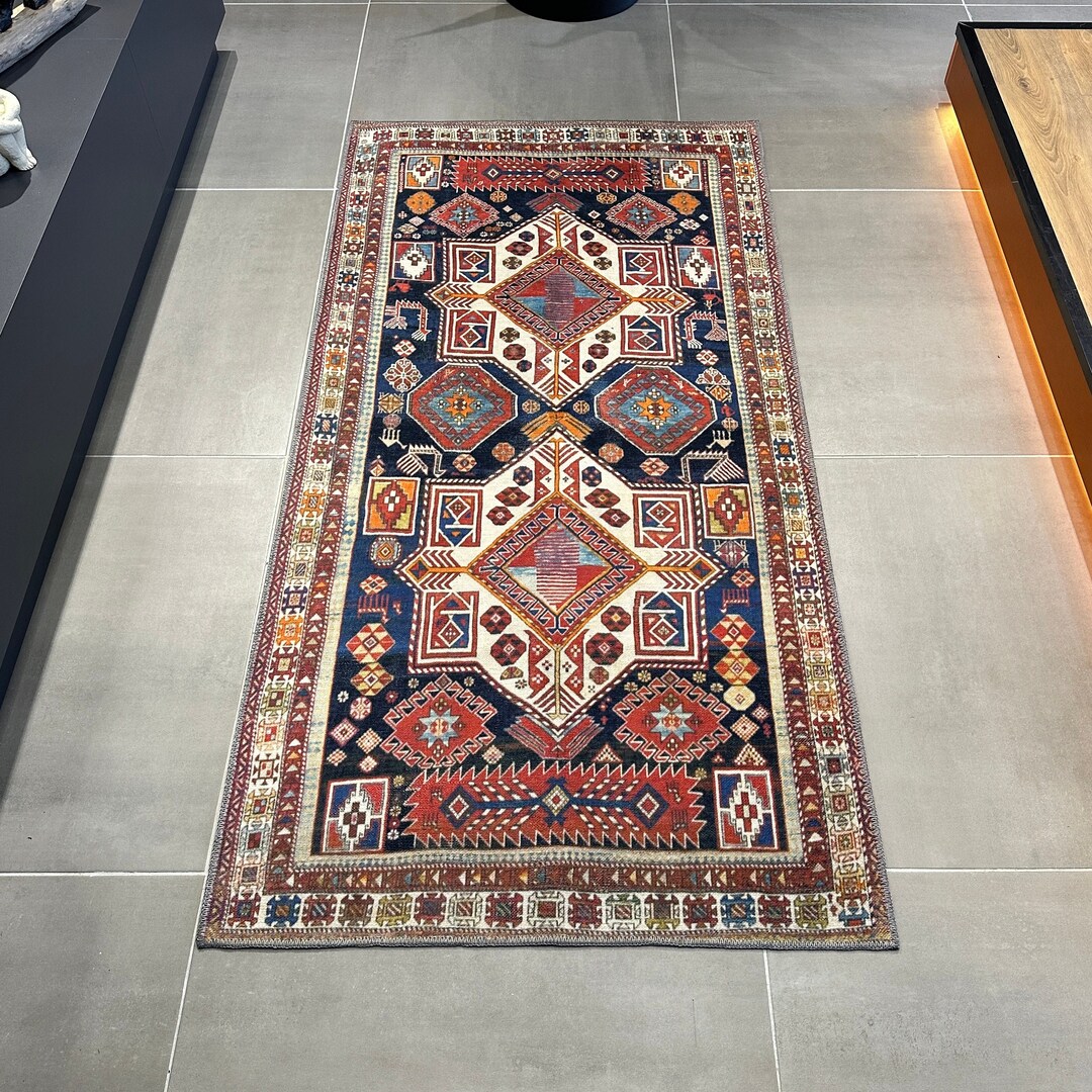 Red Persian Area Rug 3x5ft, Animal Pattern Print Rug, Decorative ...