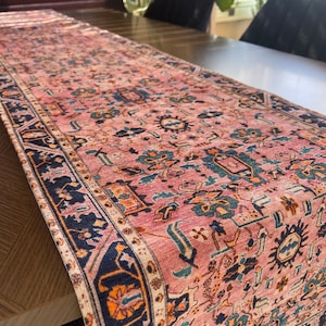 Rug Style Table Runner, Pink Table Runner, Table Runner for Dining Room ...