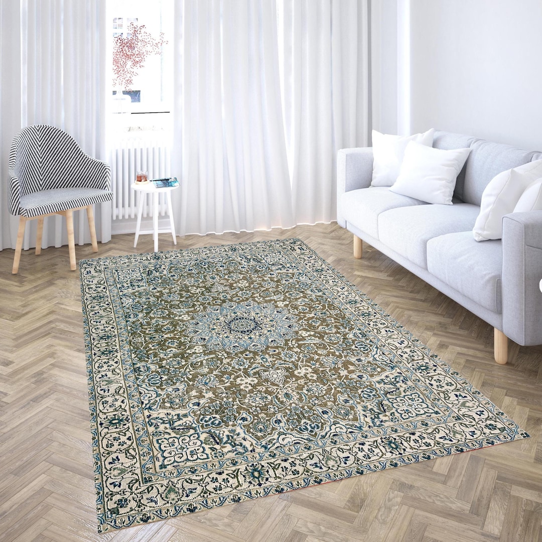 Livingroom Rug 3x5, 4x6 Persian Area Rug, Green Bedroom Aesthetic Area ...