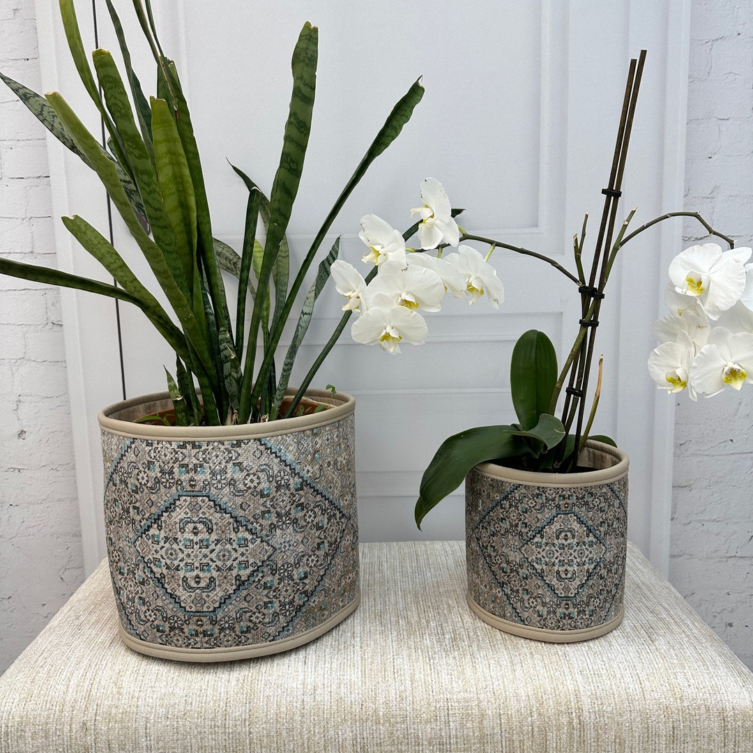 Kilim Rug Plant Pot Cover, Storage Basket, Boho Planter Pot, Flower Pot ...