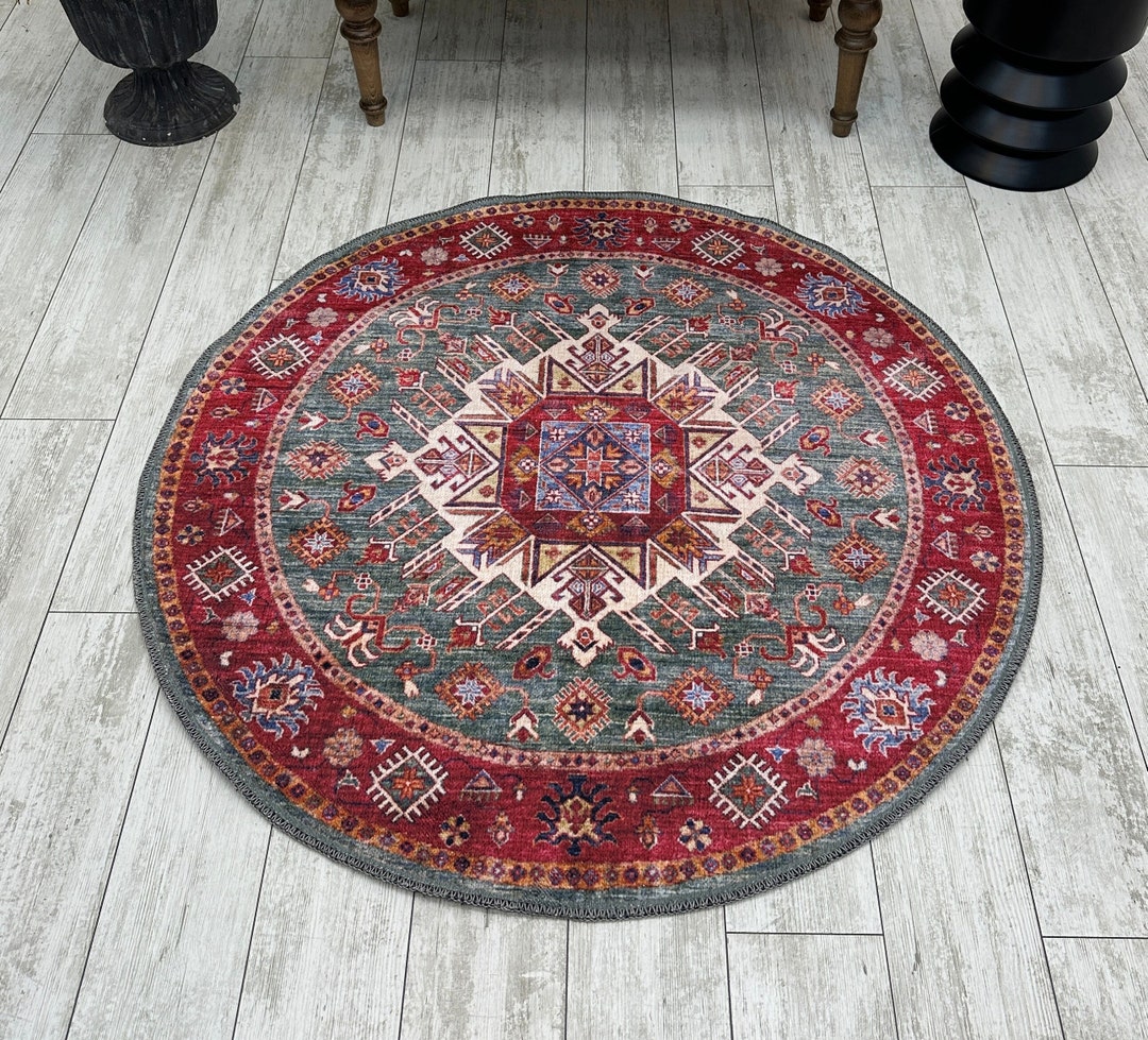Ethnic Round Rug 5x5, Circle Rug, Round Rug Vintage, Circle Rug 3x3 ...