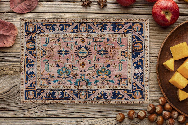 Rug Design Placemat 12x18", Boho Kitchen Dining Table Placemat, Turkish ...
