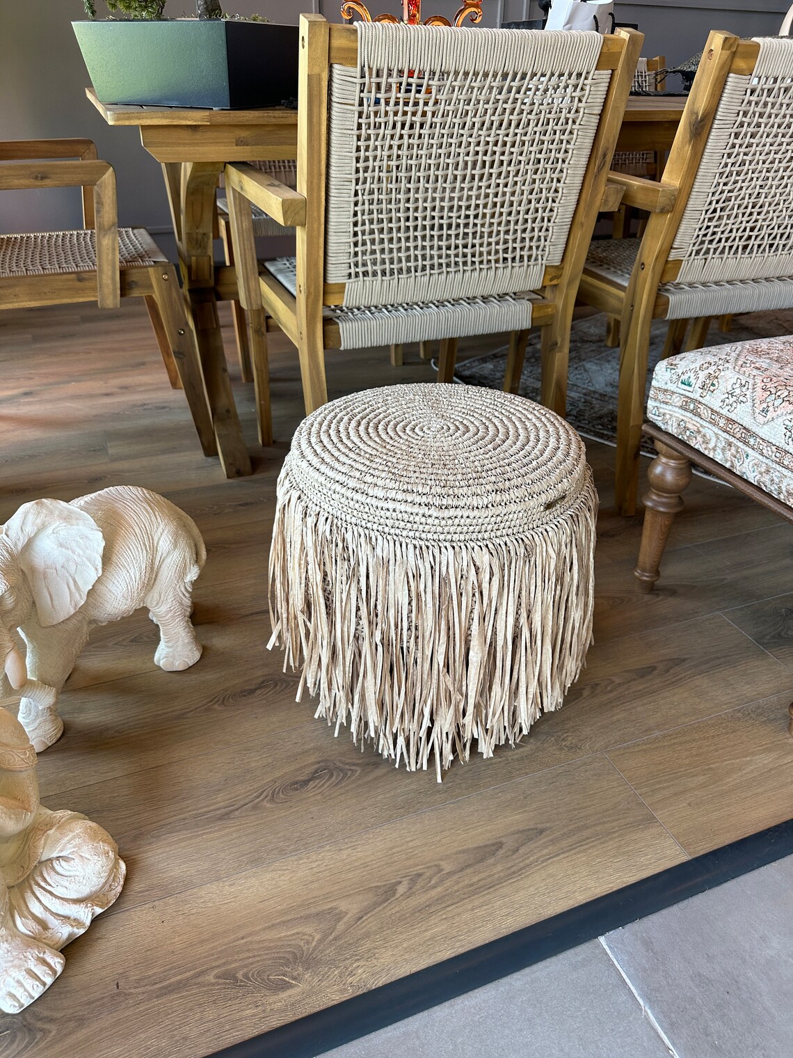Bohemian Raffia Pouf Hawaiian Sea Grass Pouf Handmade - Etsy