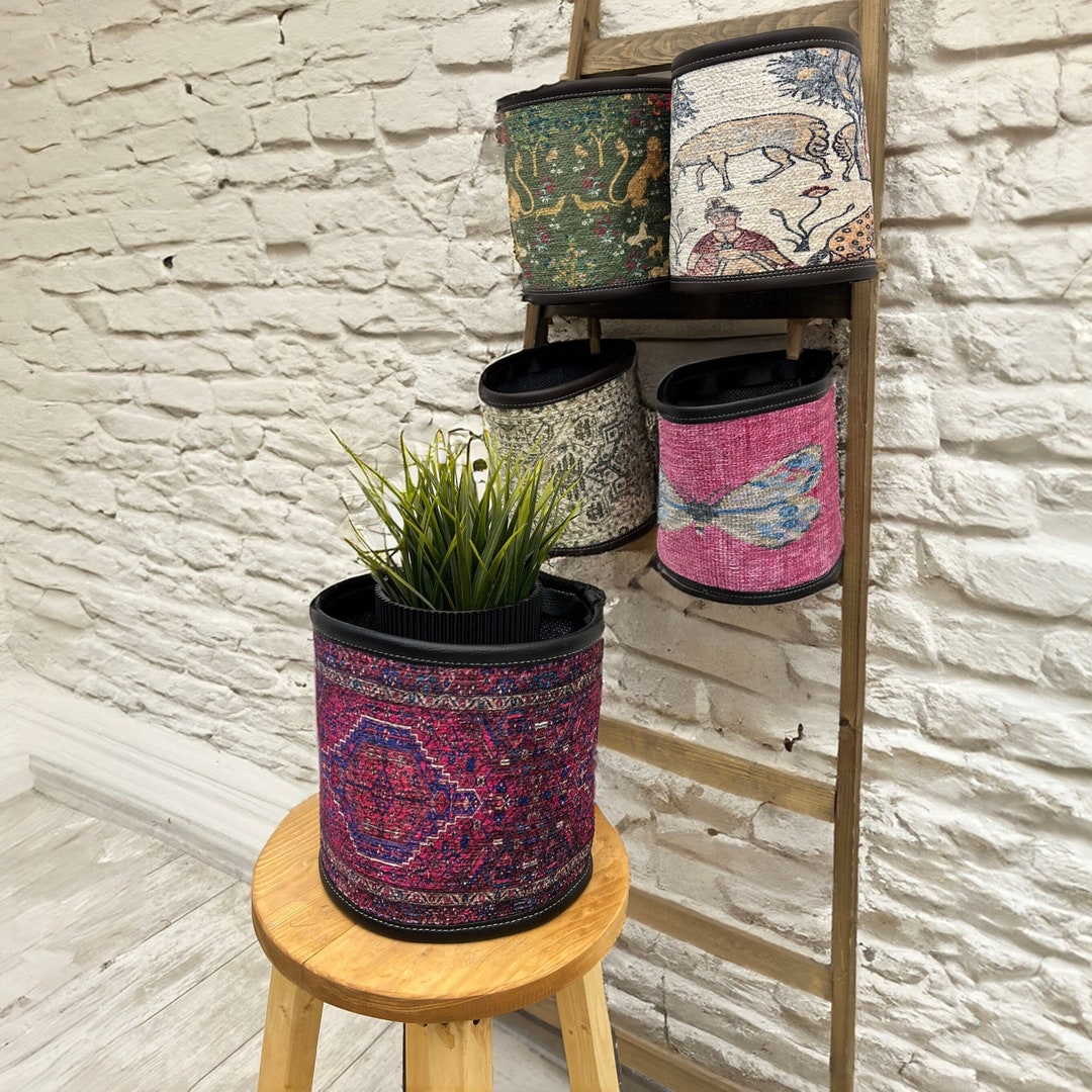 Rug Design Flower Planter Pot, Decorative Plant Pot Cover, Storage ...