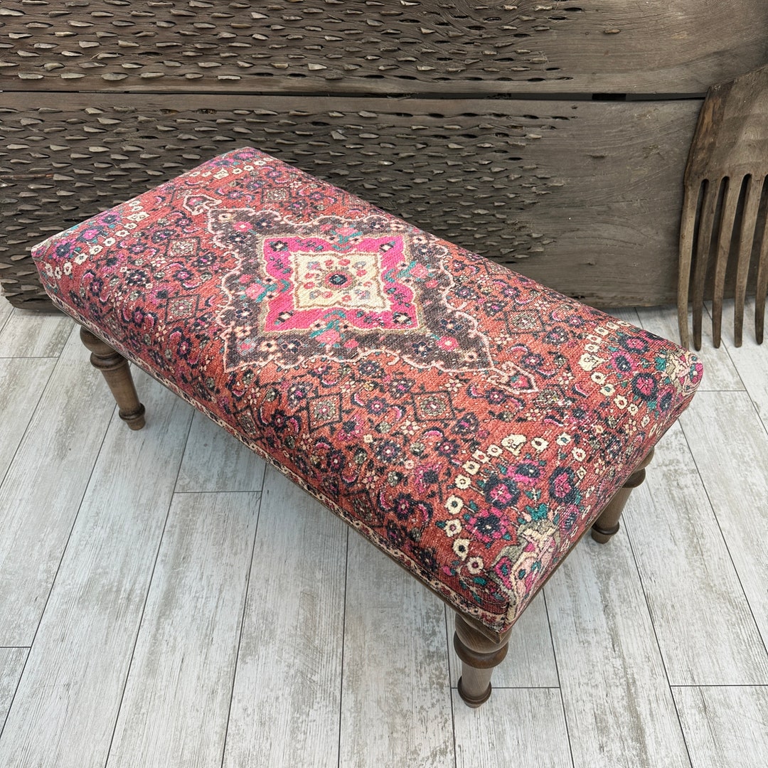 Persian Rug Bench Wood Work Bench Ottoman 18x36x36 - Etsy
