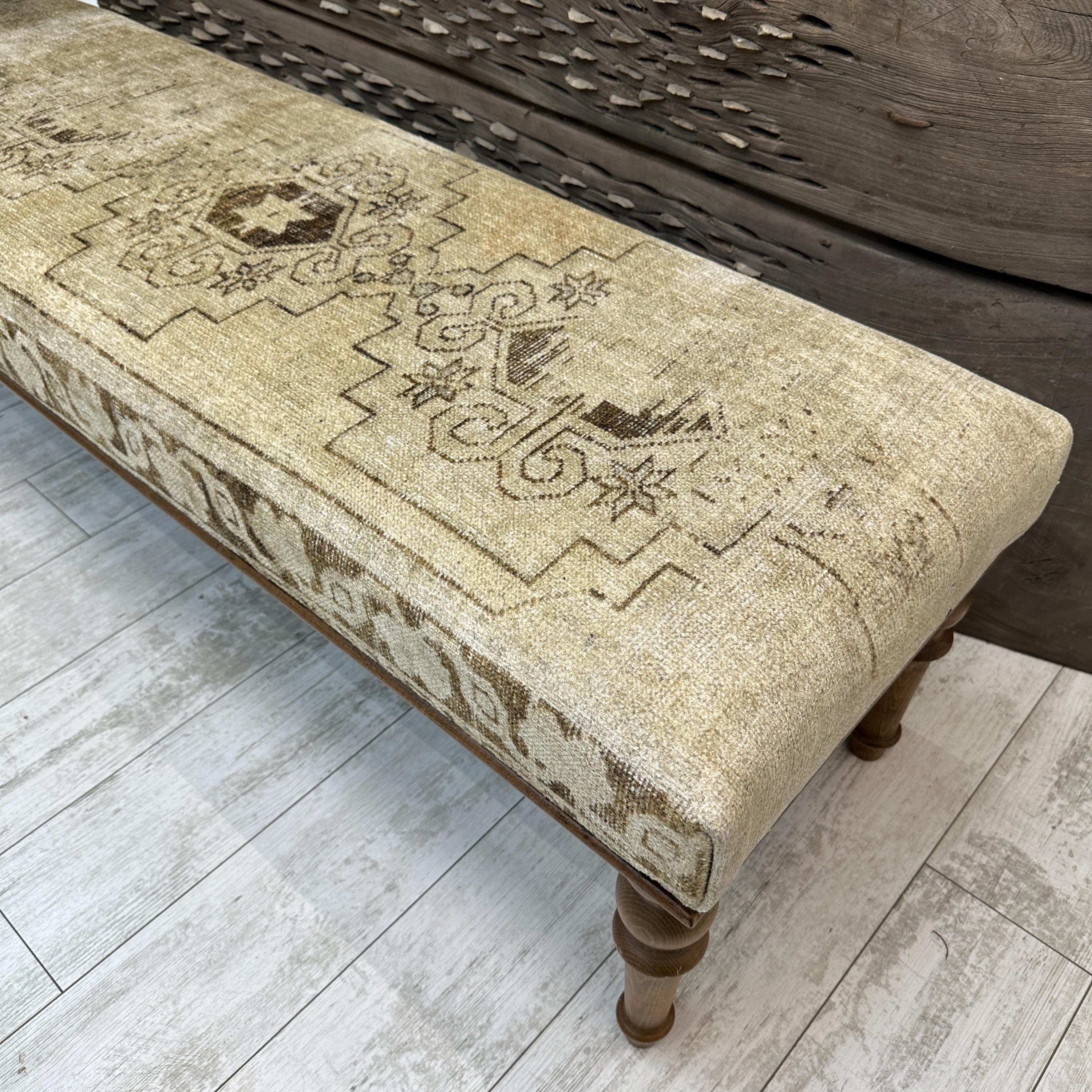 Long Ottoman Bench for Bed End 18x55", Livingroom Bench, Turkish Rug ...