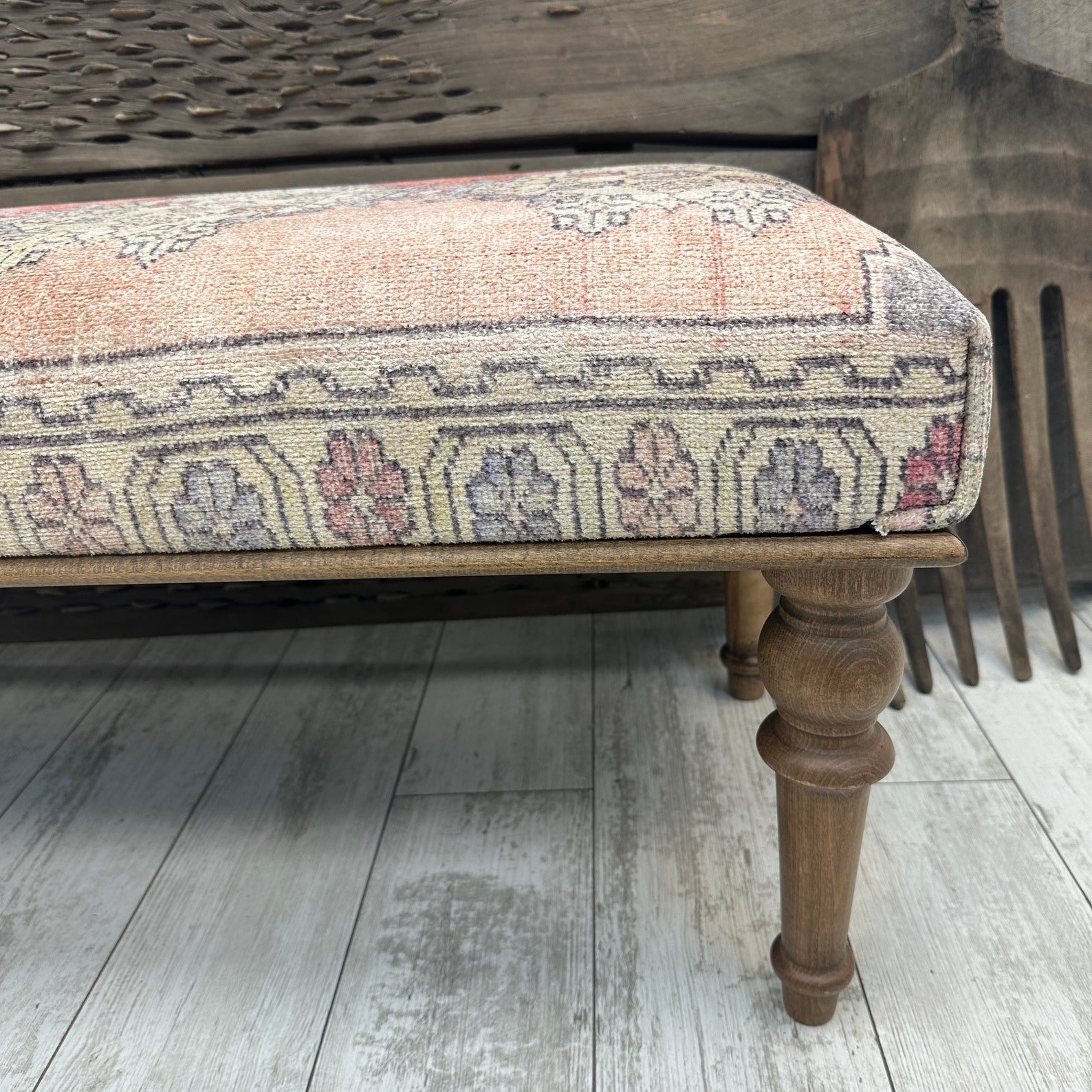 Persian Rug Long Bedroom Ottoman Bench 18x18x43