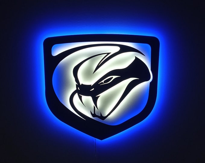 Viper SRT-10 Text and Fangs Logo Combo Garage Sign 6 Feet Long Brushed ...