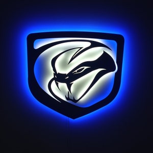 Viper Led Lighted Metal Sign, Sports Car Logo, Metal Wall Decor, Dodge ...
