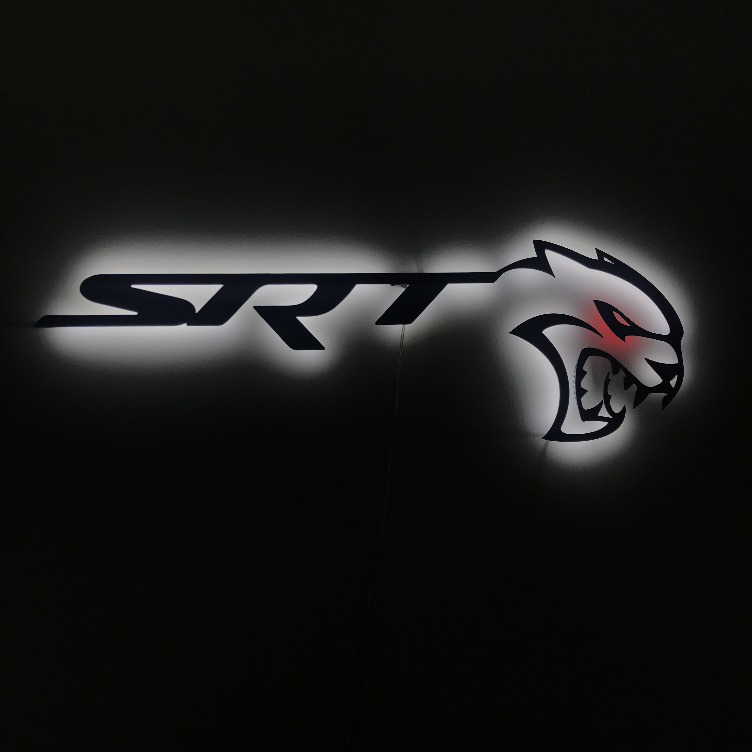 SRT Hellcat, Dodge Challenger Led Lighted Metal Sign, Car Logo, Metal ...