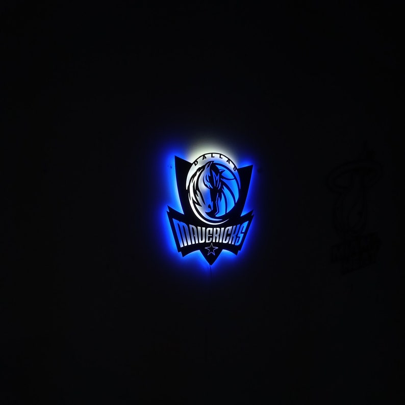 Mavericks Led Lighted Logo, Dallas Mavericks Led Wall Art, Wall Decor ...