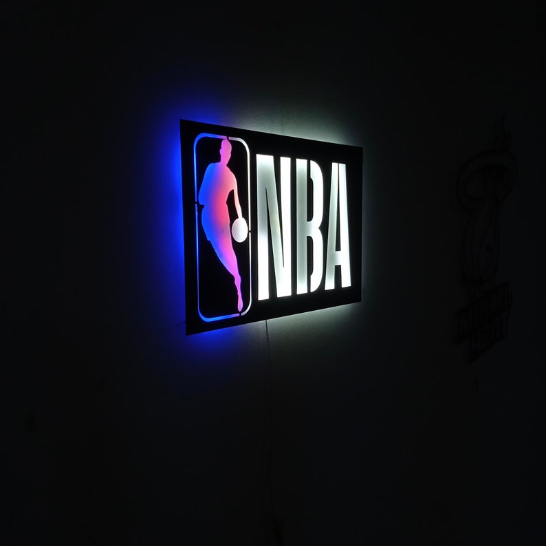 NBA Metal Led Sign, NBA Led Lighted Logo, NBA Led Wall Sign, Sheet ...