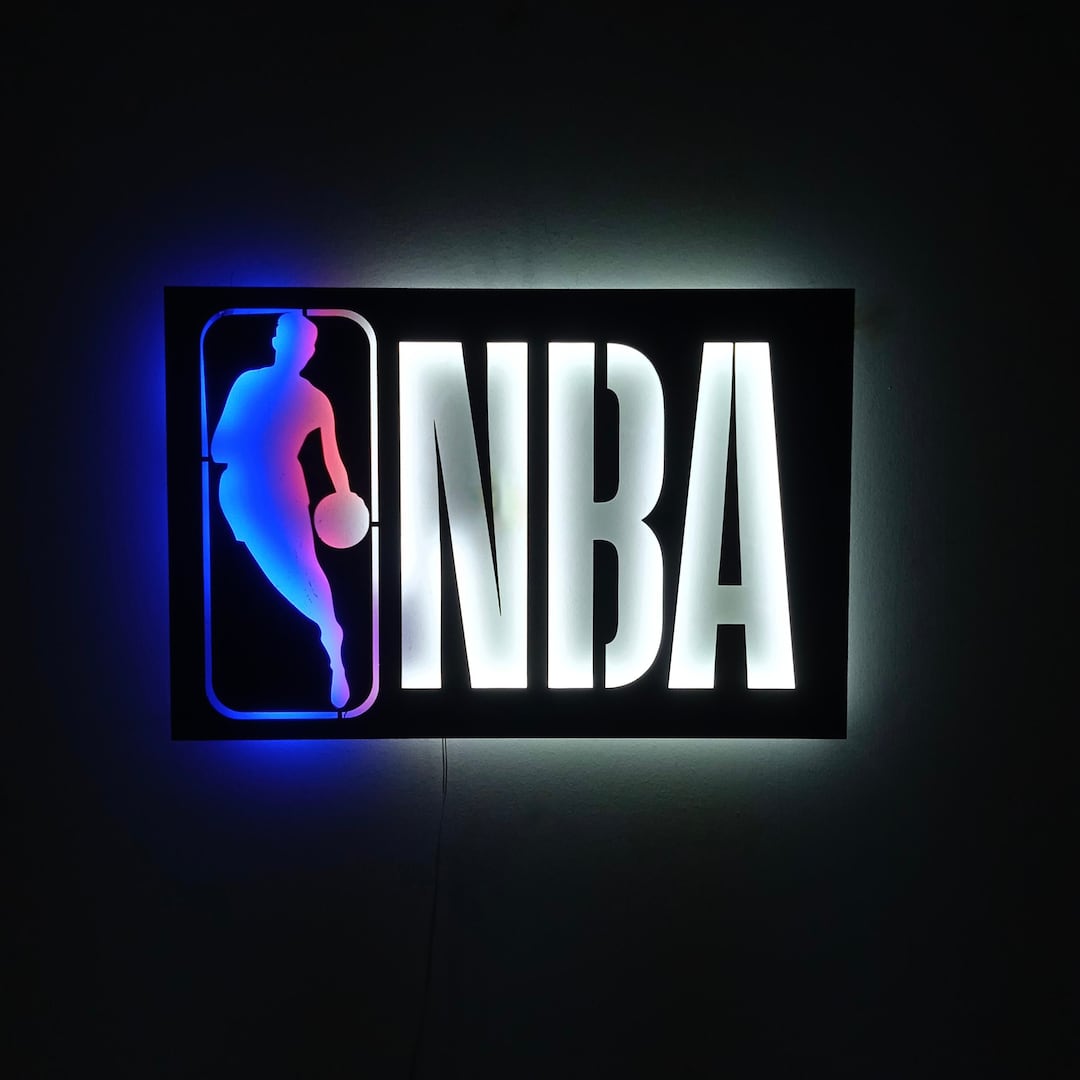 NBA Metal Led Sign, NBA Led Lighted Logo, NBA Led Wall Sign, Sheet Metal Led Decor, Gift for ...